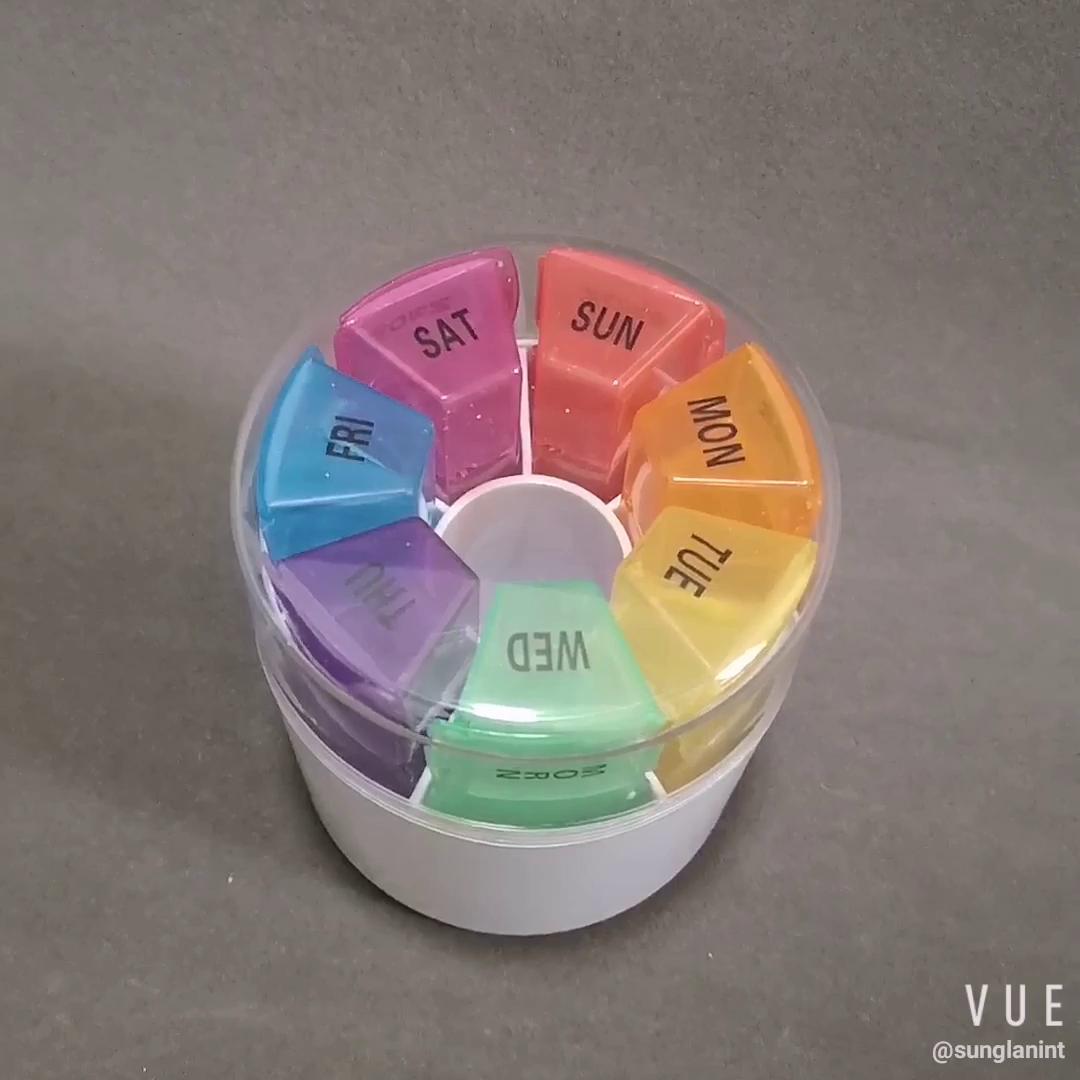 28 Compartments Plastic Cylinder Weekly Pill Box | Organize Your ...