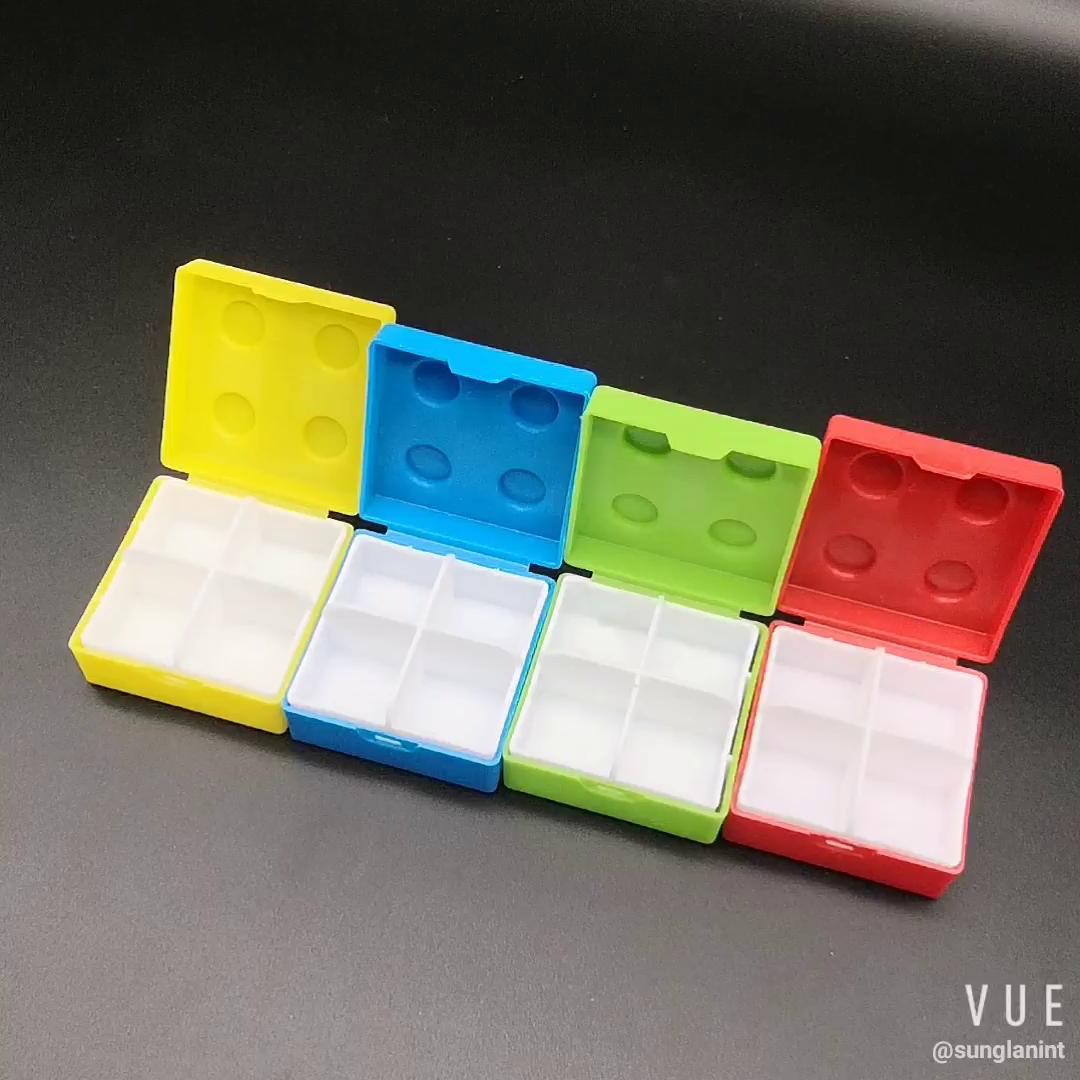 Building Block Style Pill Organizer Box - 4 Compartments | Durable ...