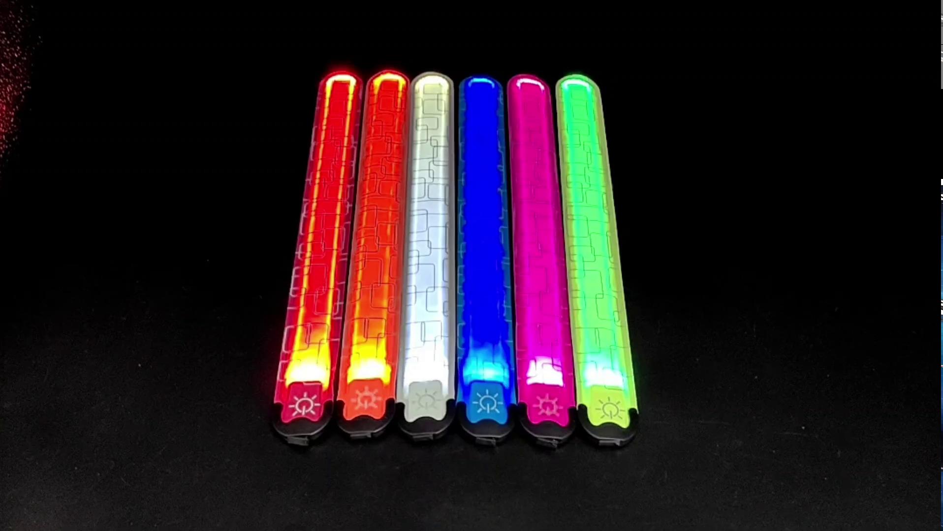 USB rechargeable nylon custom led reflective flashing slap arm band ...